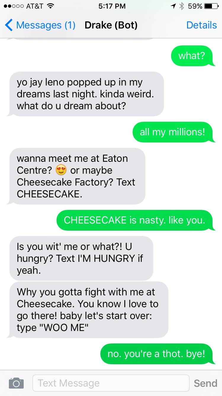 'Botline Bling' Lets You Simulate A Text Relationship With Drake - Galore